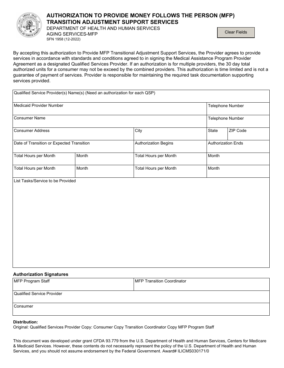 Form SFN1958 - Fill Out, Sign Online and Download Fillable PDF, North Dakota | Templateroller