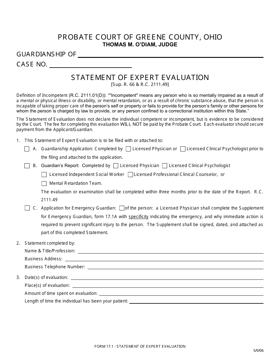 Form 17.1 - Fill Out, Sign Online and Download Fillable PDF, Greene ...