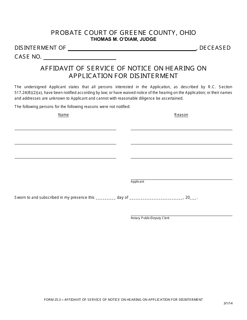 Form 25.3 - Fill Out, Sign Online and Download Fillable PDF, Greene ...