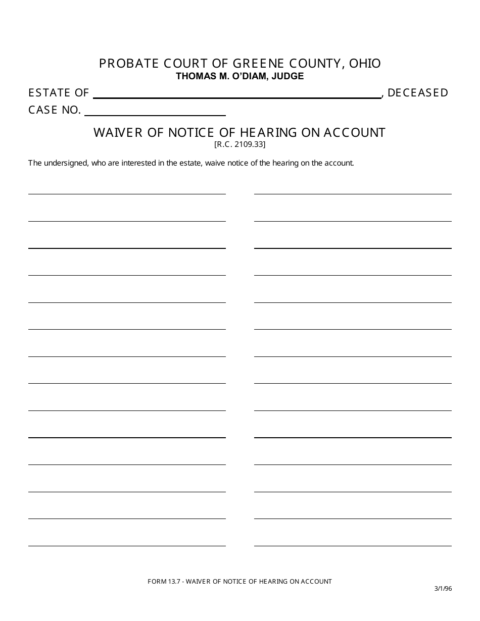 Form 13.7 - Fill Out, Sign Online and Download Fillable PDF, Greene ...