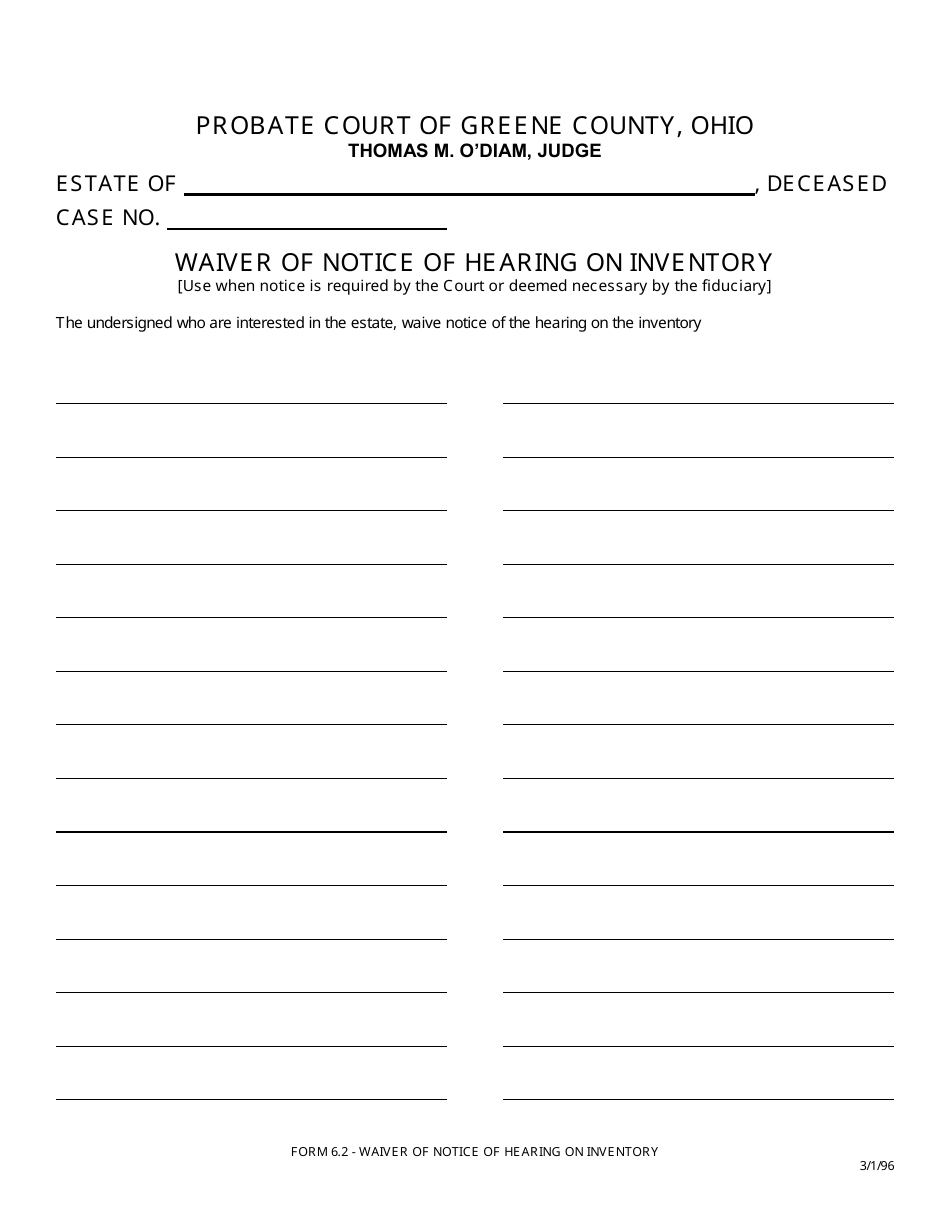 Form 6.2 - Fill Out, Sign Online and Download Fillable PDF, Greene County, Ohio | Templateroller