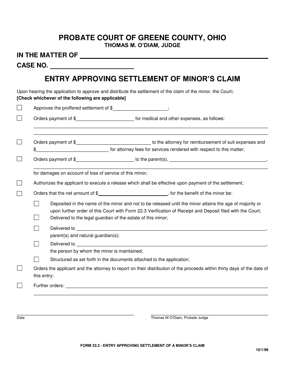 Form 22.2 - Fill Out, Sign Online and Download Fillable PDF, Greene ...
