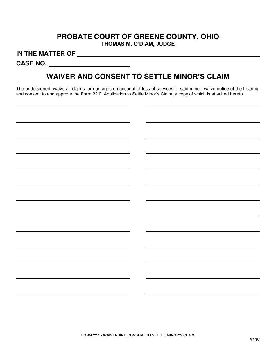Form 22.1 - Fill Out, Sign Online and Download Fillable PDF, Greene ...