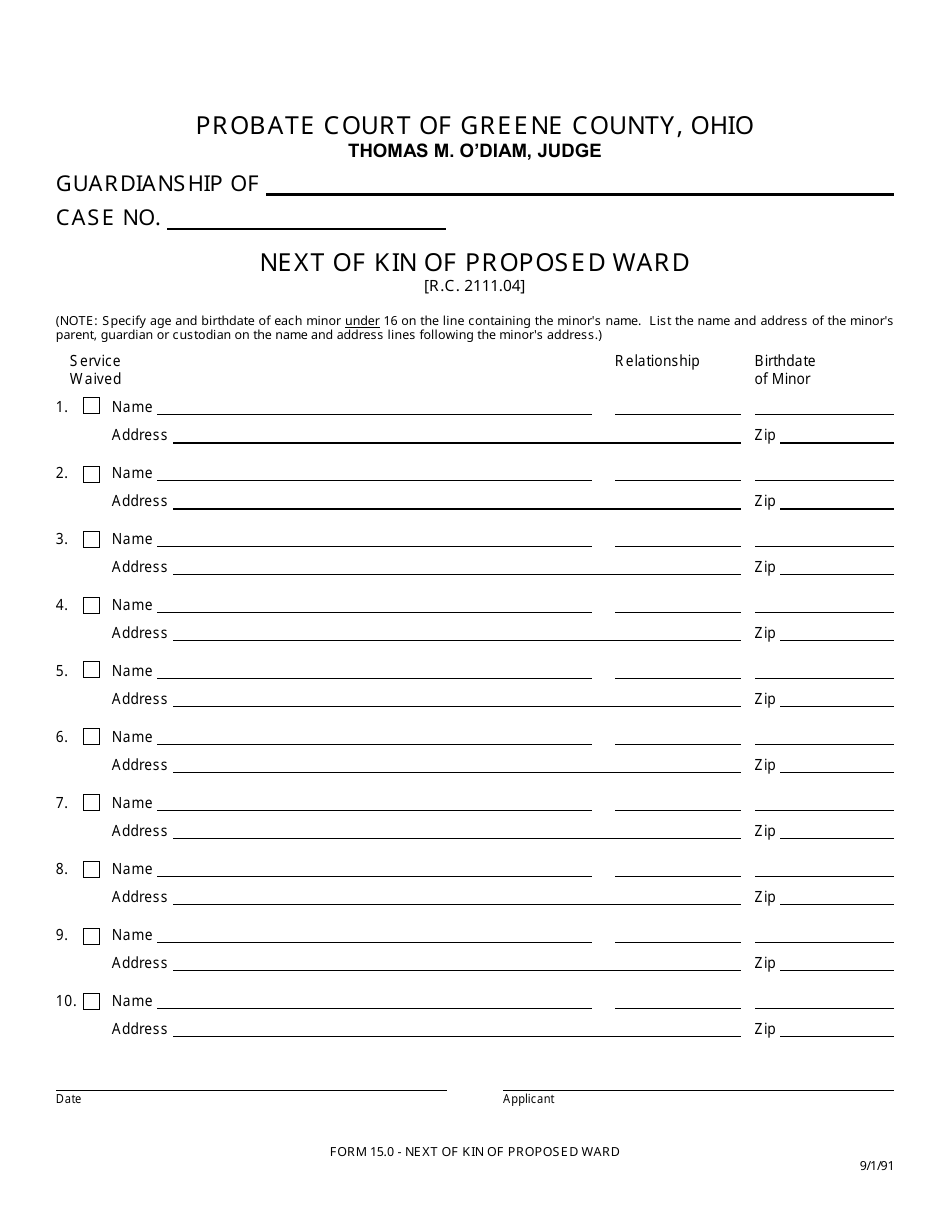 Form 15.0 - Fill Out, Sign Online and Download Fillable PDF, Greene ...