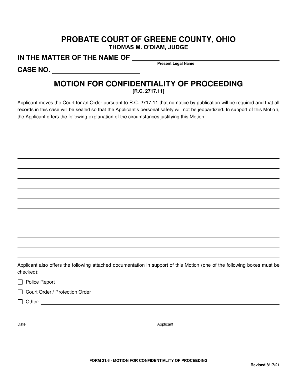 Form 21.6 - Fill Out, Sign Online and Download Fillable PDF, Greene ...