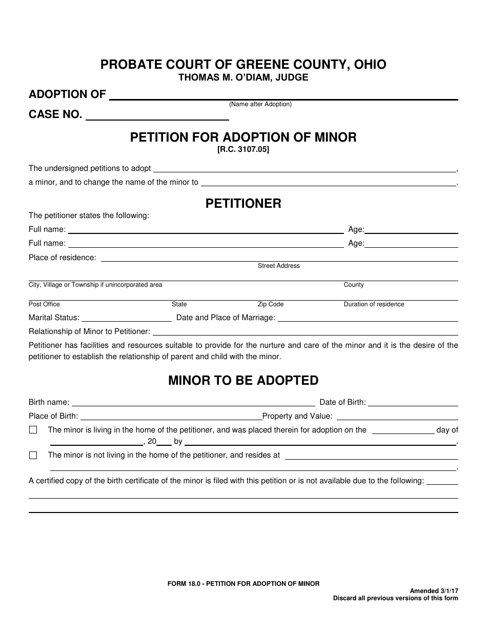Form 18.0 - Fill Out, Sign Online and Download Fillable PDF, Greene County, Ohio | Templateroller