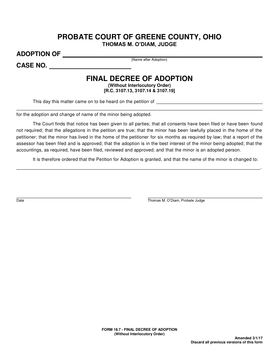 Form 18.7 - Fill Out, Sign Online and Download Fillable PDF, Greene ...