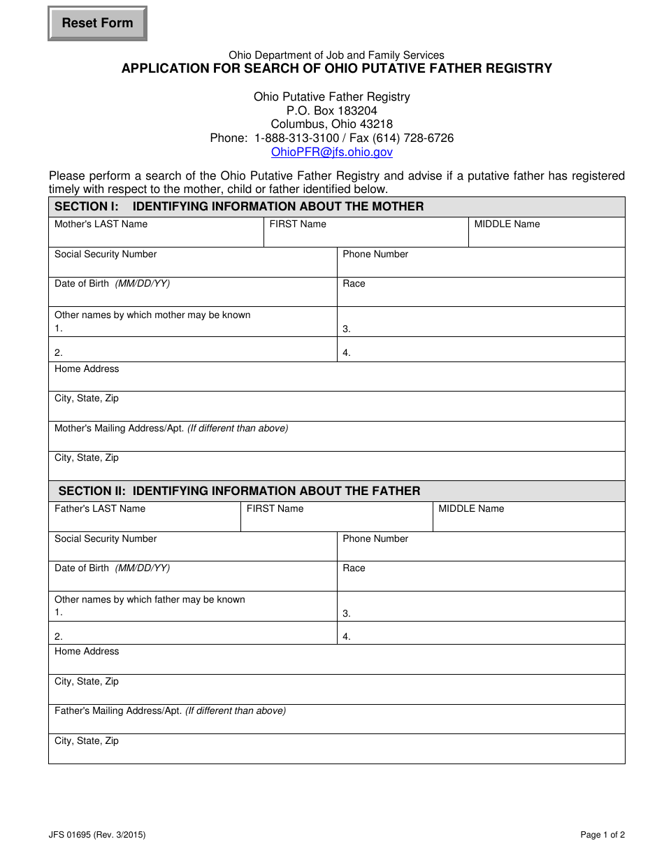 Form JFS01695 - Fill Out, Sign Online and Download Fillable PDF, Ohio ...