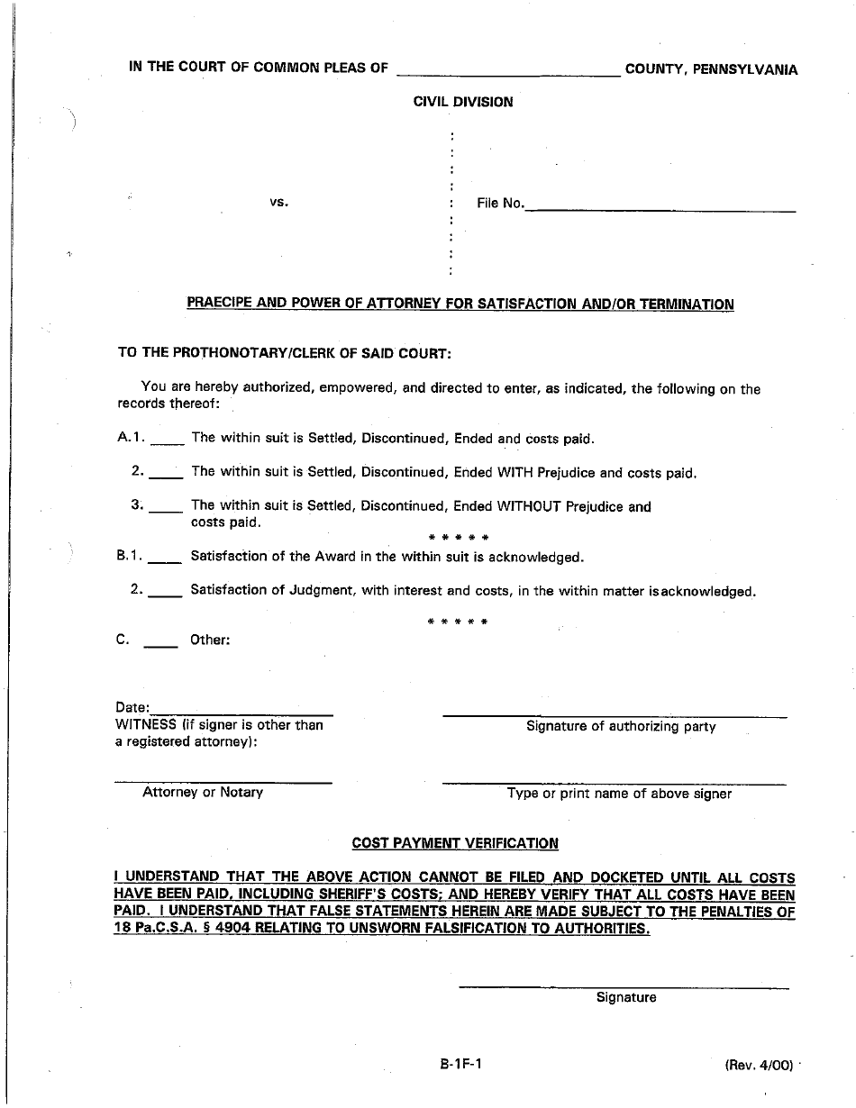 Form B-1F-1 - Fill Out, Sign Online and Download Printable PDF, Luzerne ...