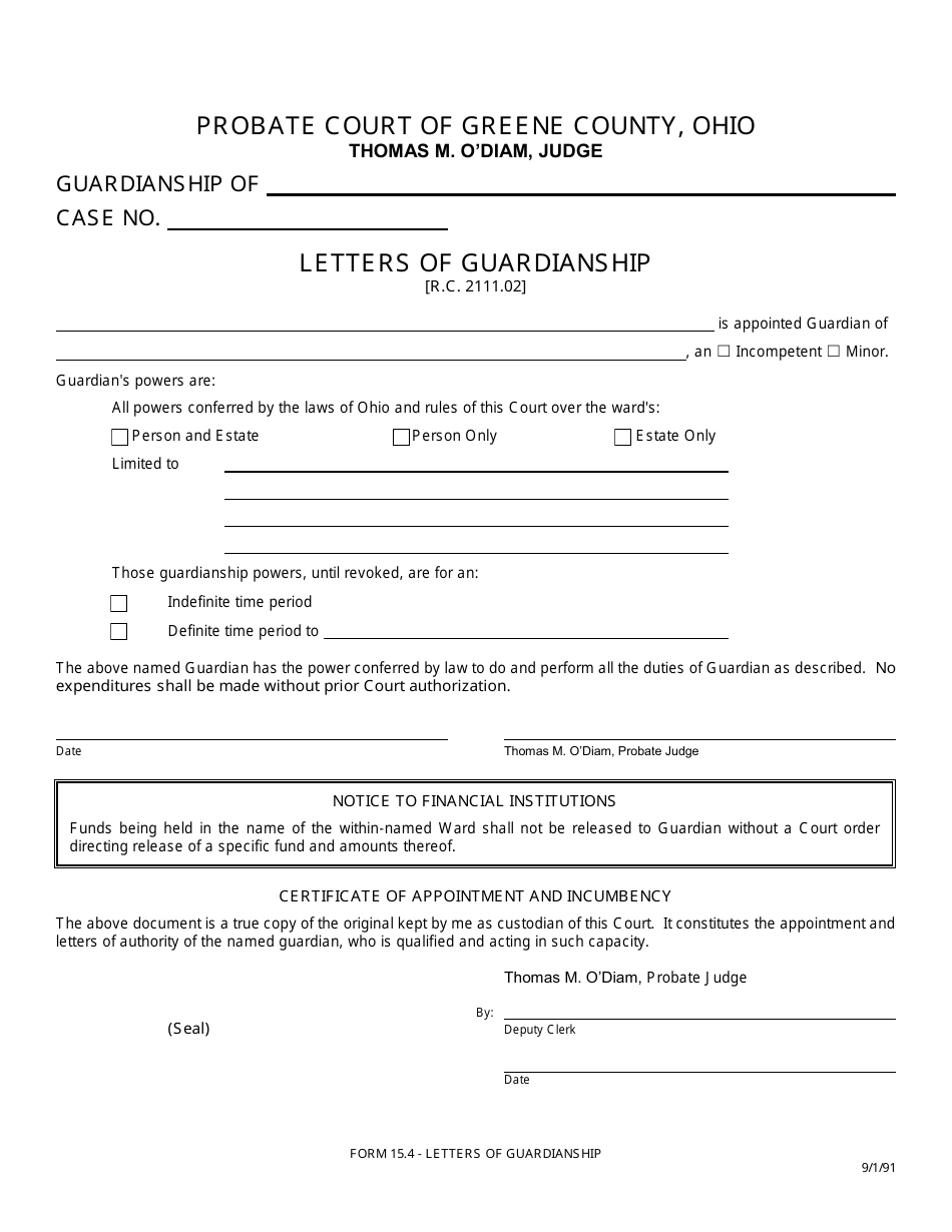 Form 15.4 - Fill Out, Sign Online and Download Fillable PDF, Greene ...