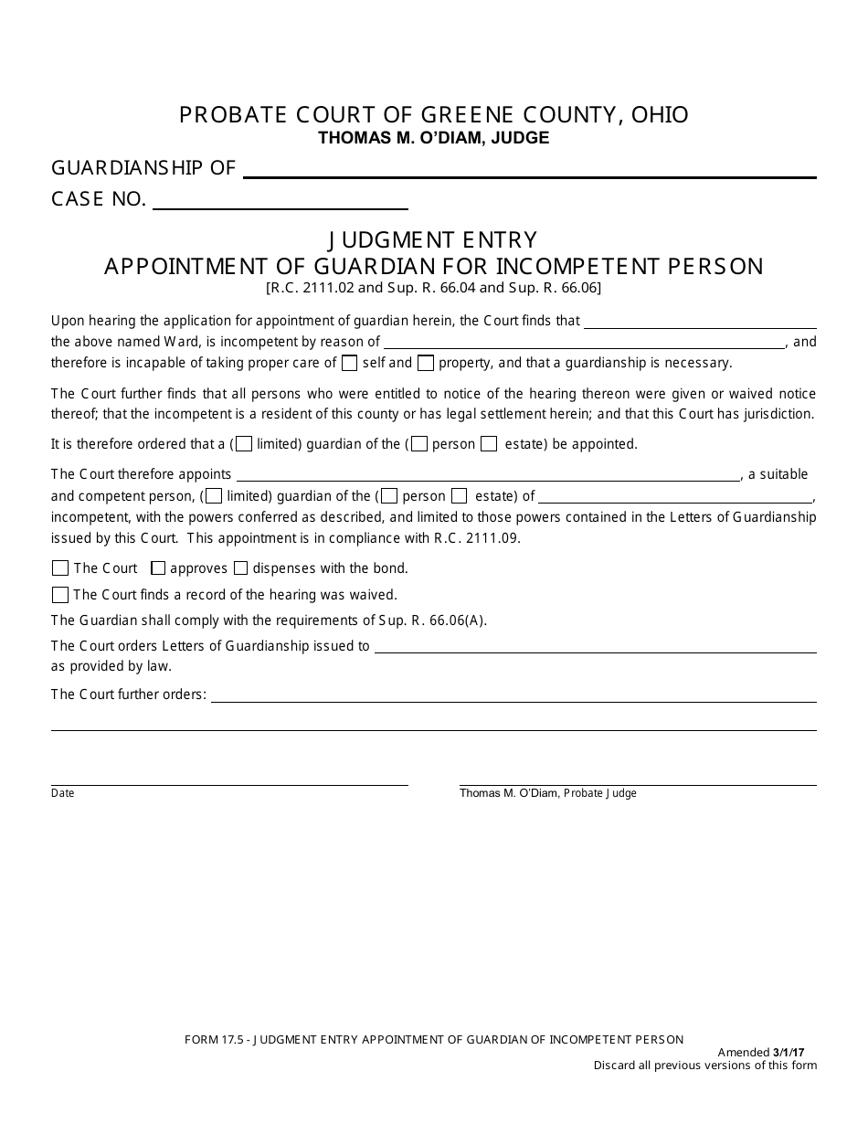 Form 17.5 - Fill Out, Sign Online and Download Fillable PDF, Greene ...