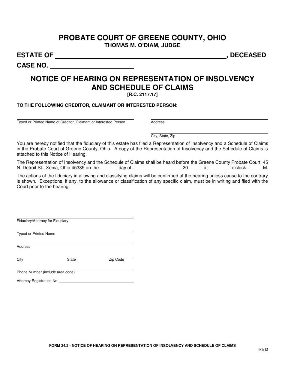 Form 24.2 - Fill Out, Sign Online and Download Fillable PDF, Greene ...
