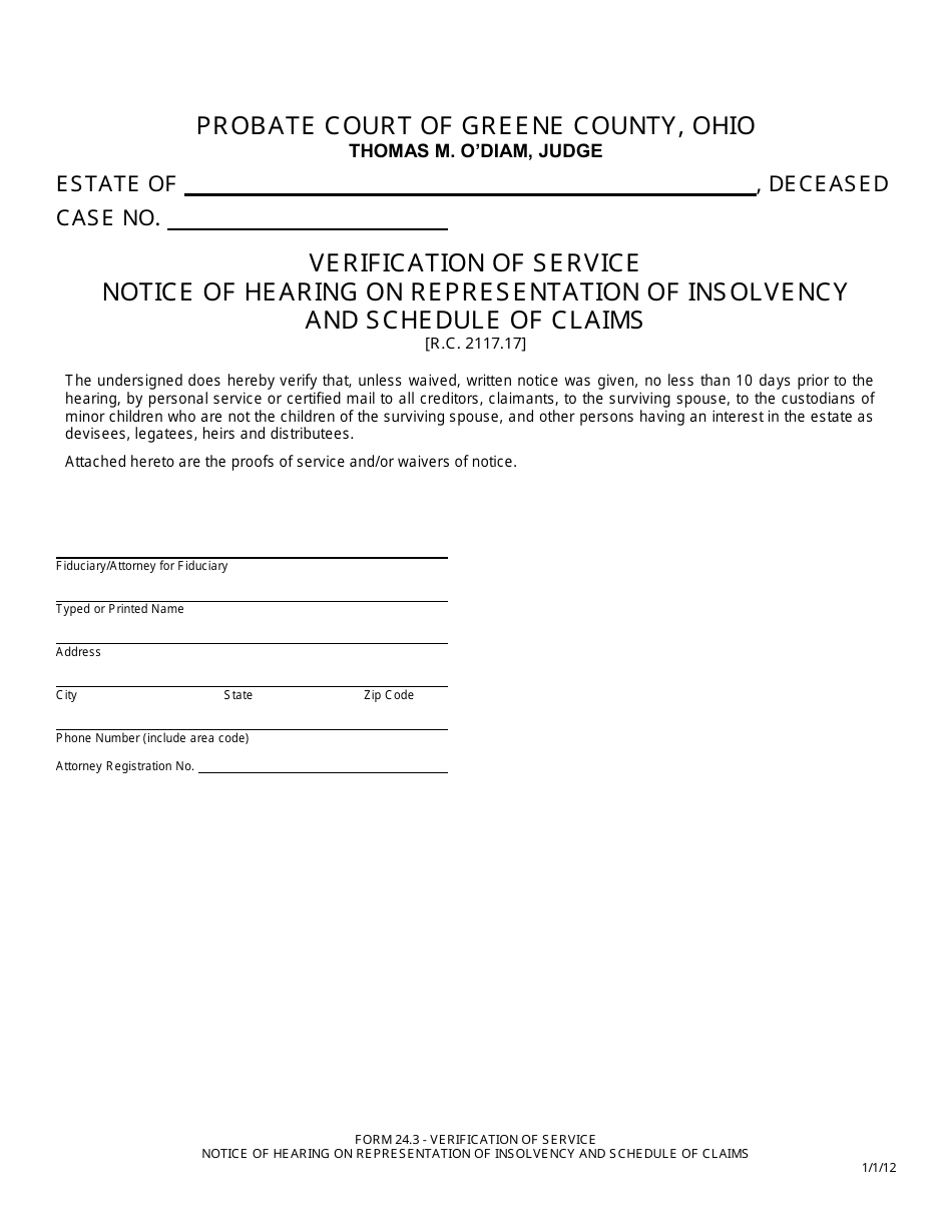 Form 24.3 - Fill Out, Sign Online and Download Fillable PDF, Greene ...