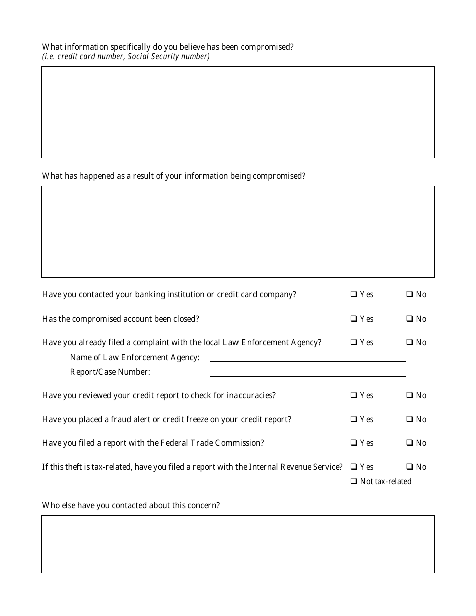 Kansas Identity Theft Complaint Form Download Printable PDF 2019 — 2025 ... Kansas Identity Theft Complaint Form Download Printable PDF 2019 — 2025 ...