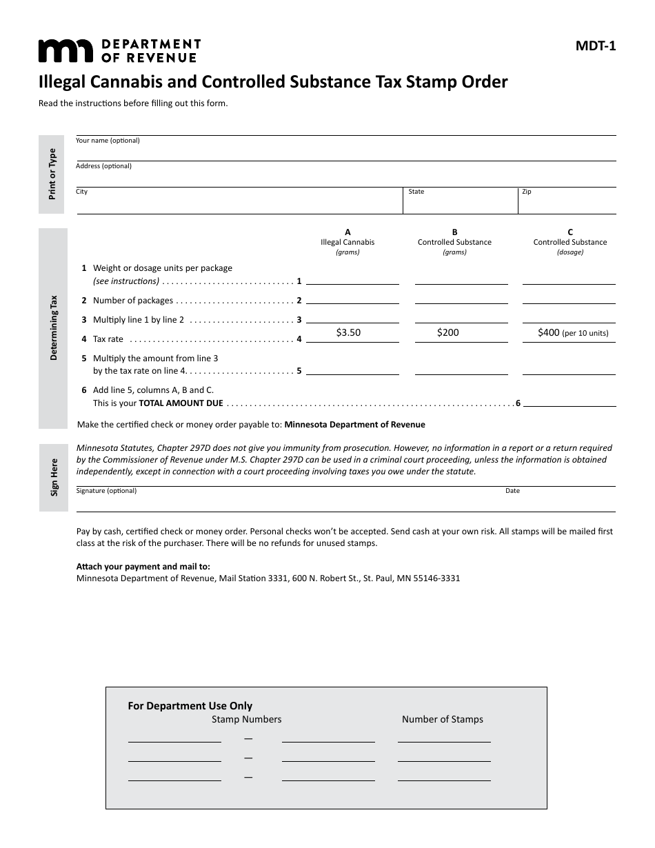 Form MDT-1 - Fill Out, Sign Online and Download Fillable PDF, Minnesota ...