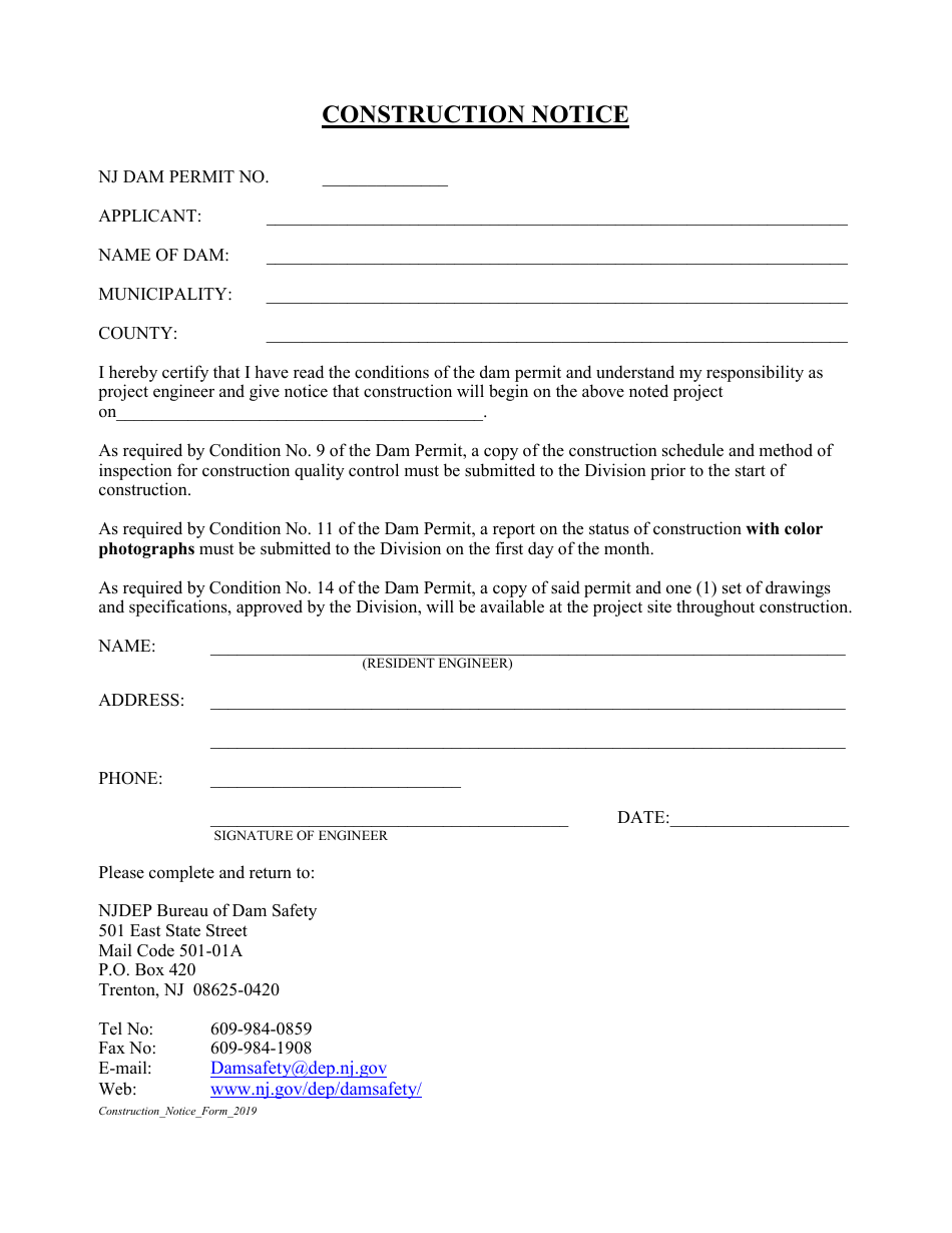New Jersey Construction Notice - Fill Out, Sign Online and Download PDF ...