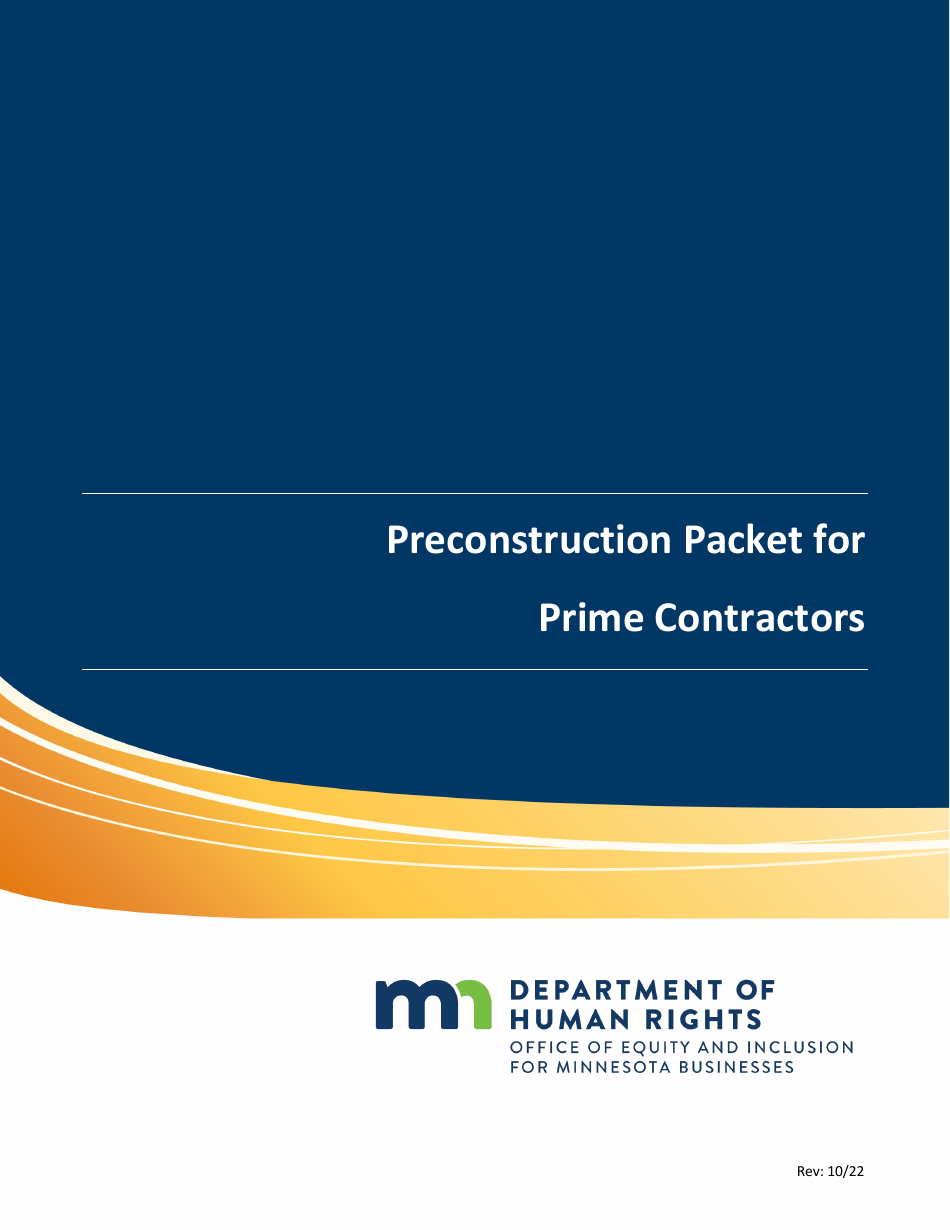 Minnesota Preconstruction Packet for Prime Contractors - Fill Out, Sign ...