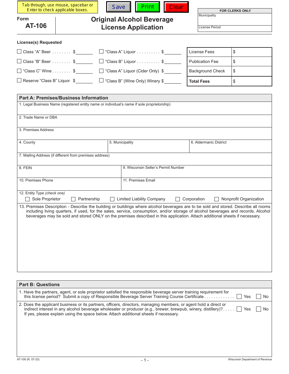Form AT-106 Download Fillable PDF or Fill Online Original Alcohol ...