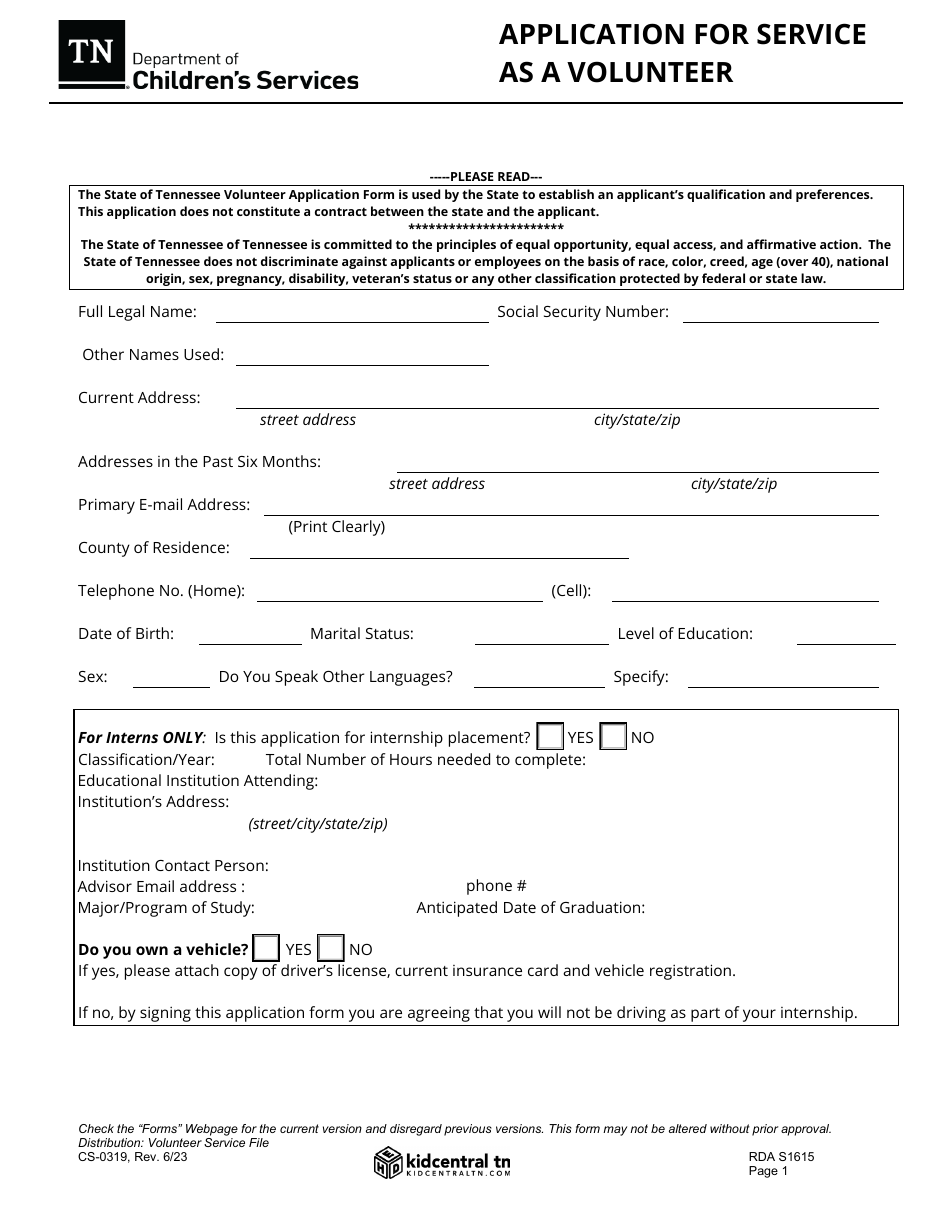 Form CS-0319 Download Fillable PDF or Fill Online Application for ...