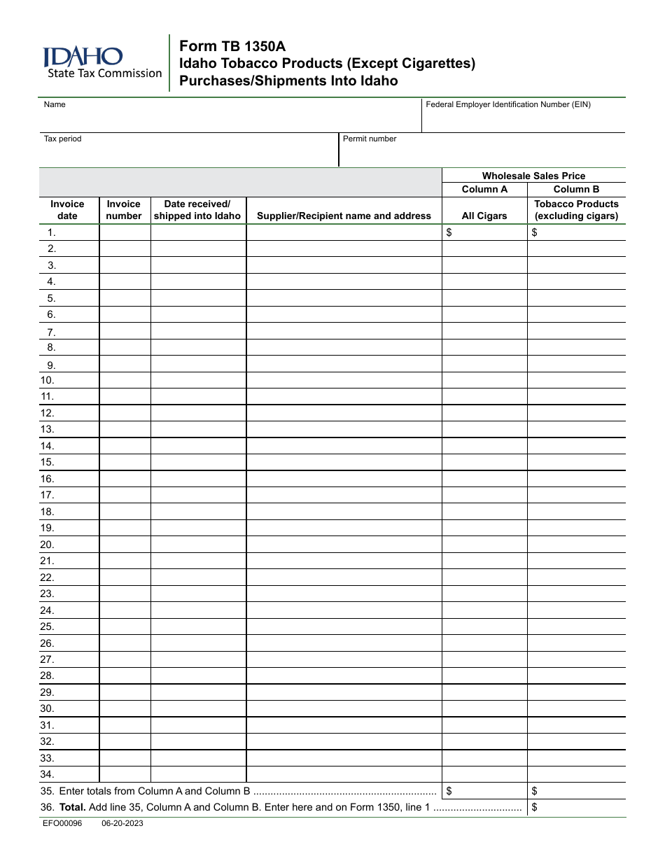 Form TB1350A (EFO00096) - Fill Out, Sign Online and Download Fillable ...