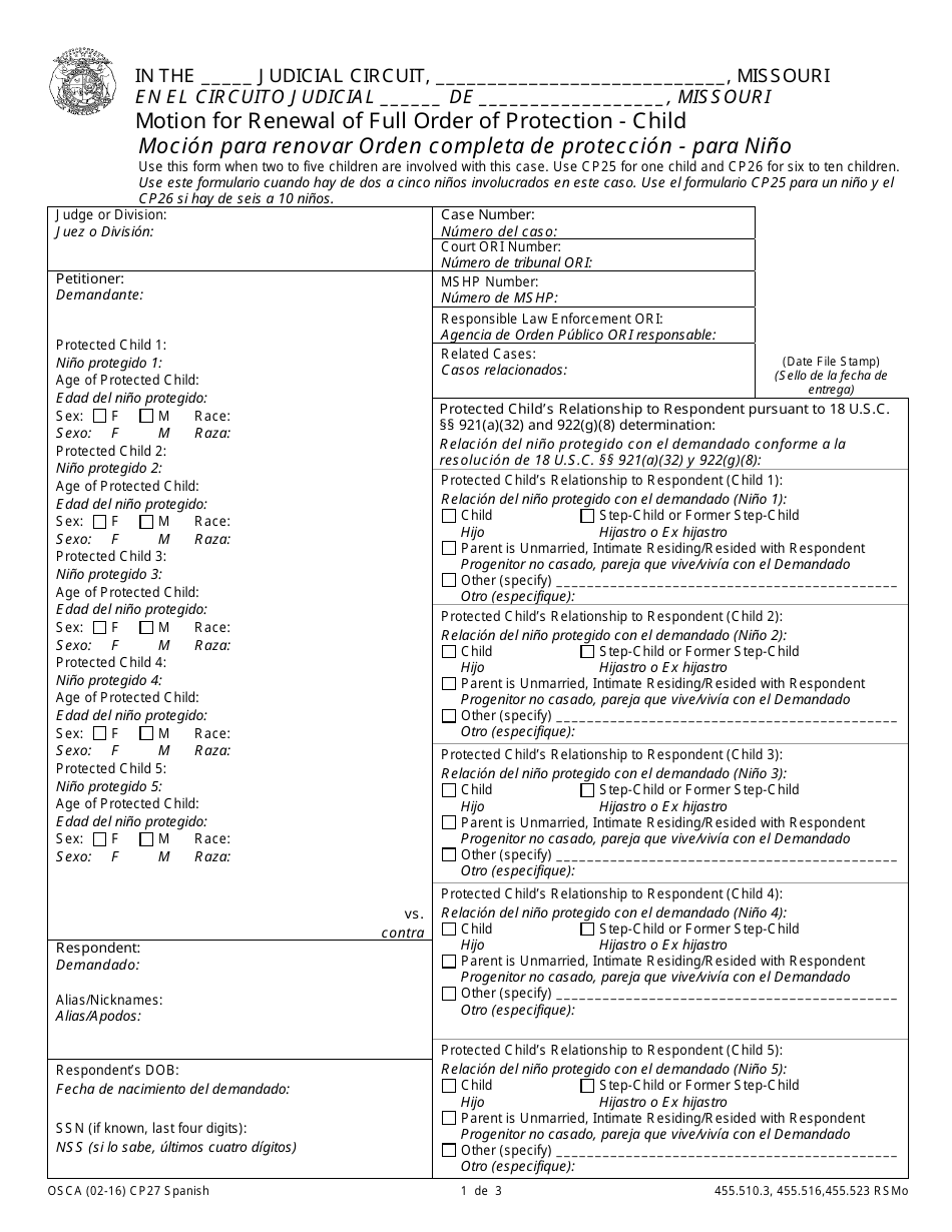 Form CP27 - Fill Out, Sign Online and Download Printable PDF, Missouri ...
