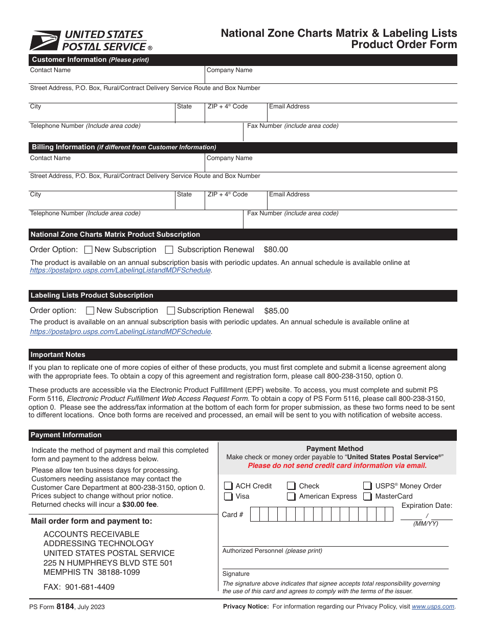 PS Form 8184 - Fill Out, Sign Online and Download Fillable PDF ...