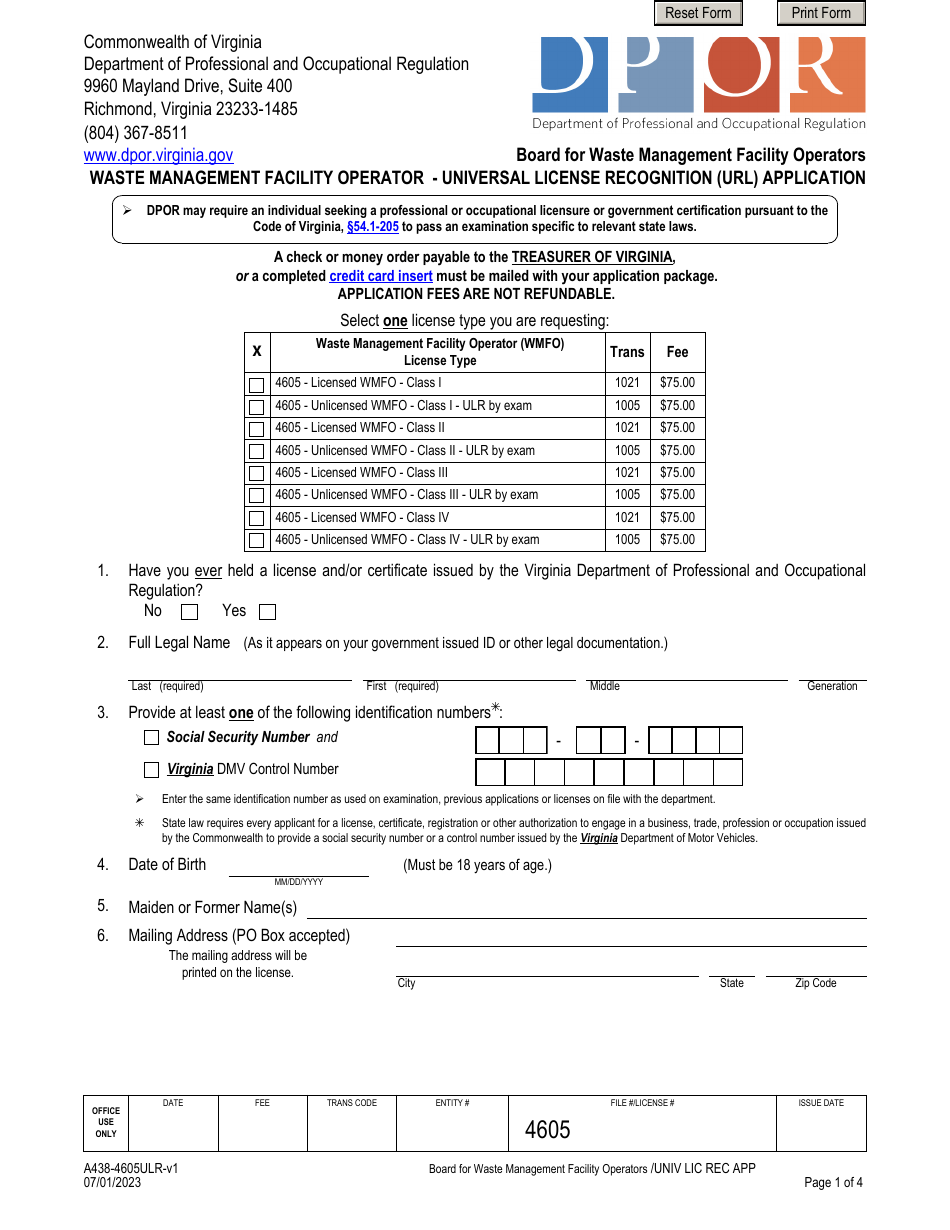 Form A438-4605ULR - Fill Out, Sign Online and Download Fillable PDF ...