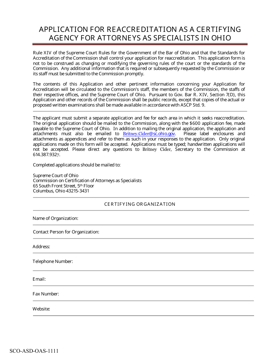 Form SCO-ASD-OAS-1111 - Fill Out, Sign Online and Download Fillable PDF ...