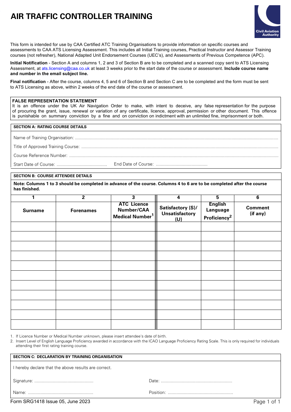 Form SRG1418 - Fill Out, Sign Online and Download Fillable PDF, United ...