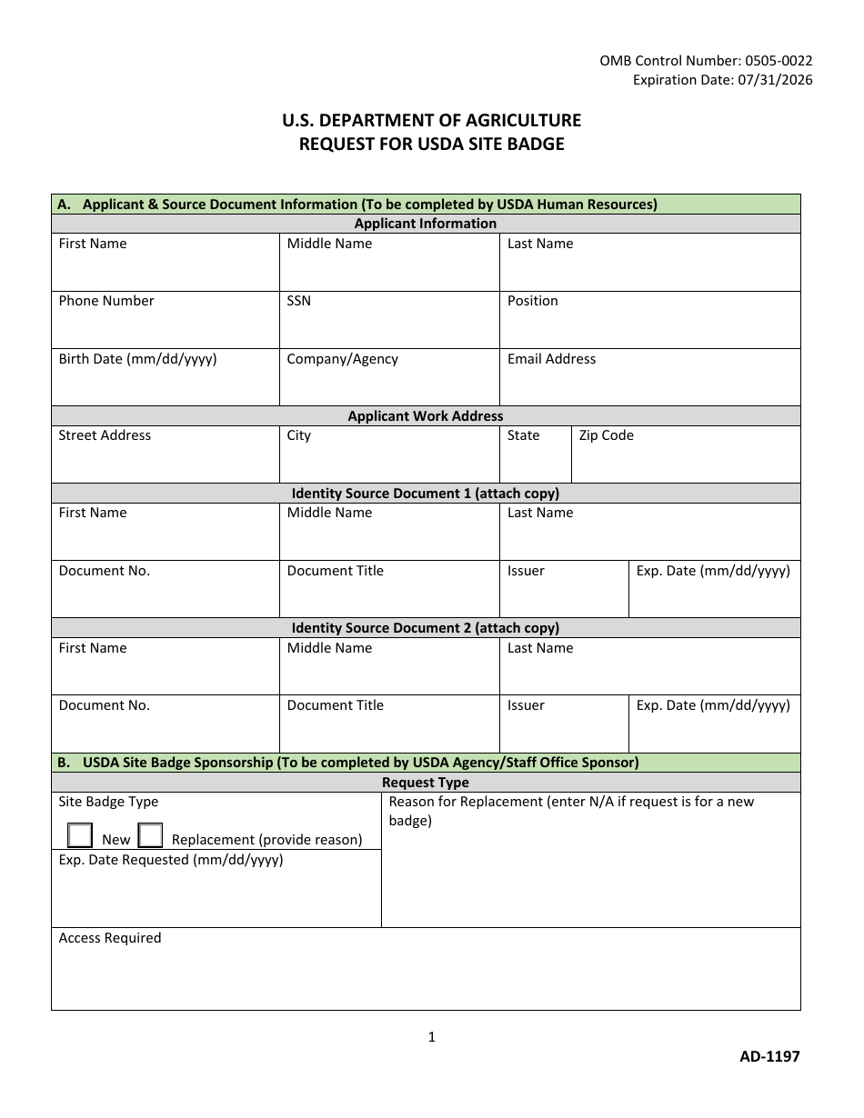Form AD-1197 - Fill Out, Sign Online and Download Fillable PDF ...