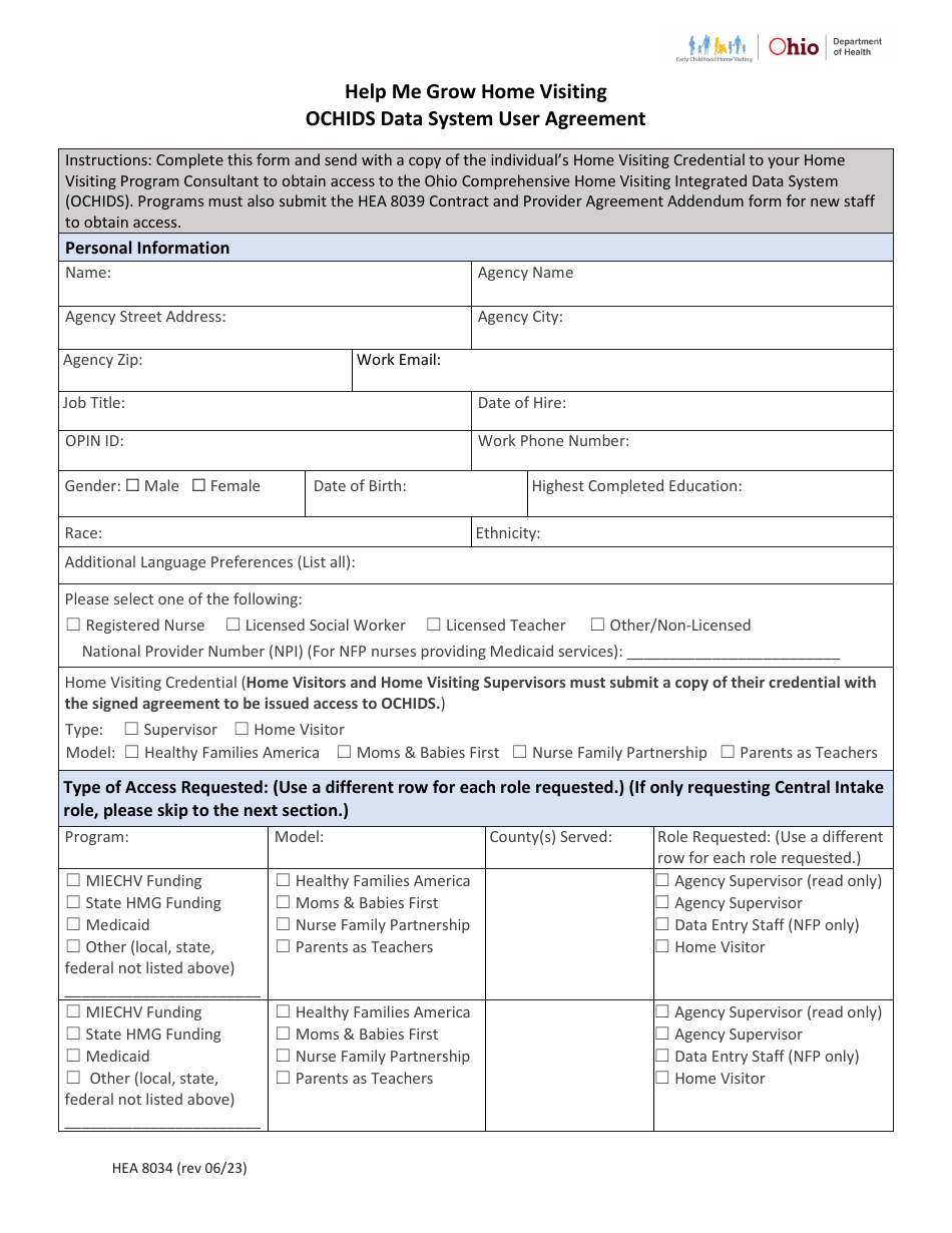 Form HEA8034 - Fill Out, Sign Online and Download Fillable PDF, Ohio ...