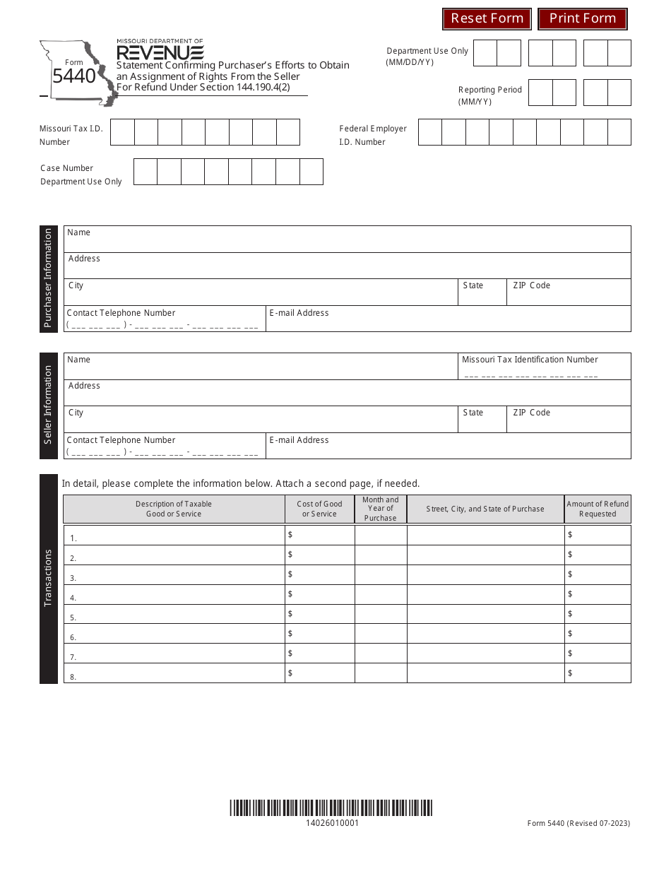 Form 5440 Download Fillable PDF or Fill Online Statement Confirming ...