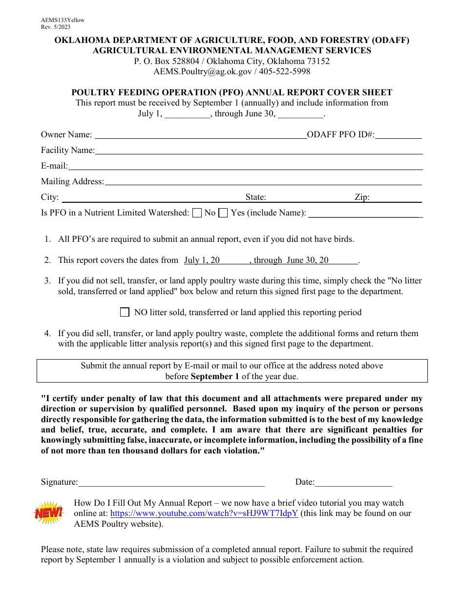 Form AEMS133YELLOW - Fill Out, Sign Online and Download Fillable PDF ...