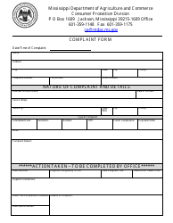 Mississippi Consumer Complaint Form - Fill Out, Sign Online and ...