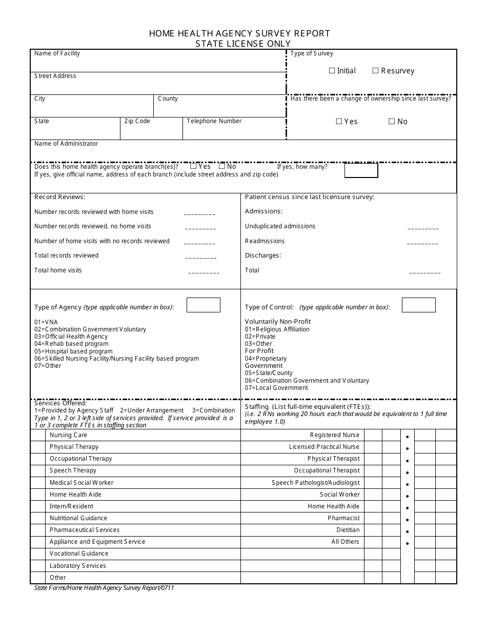 Indiana Home Health Agency Survey Report - State License Only - Fill ...