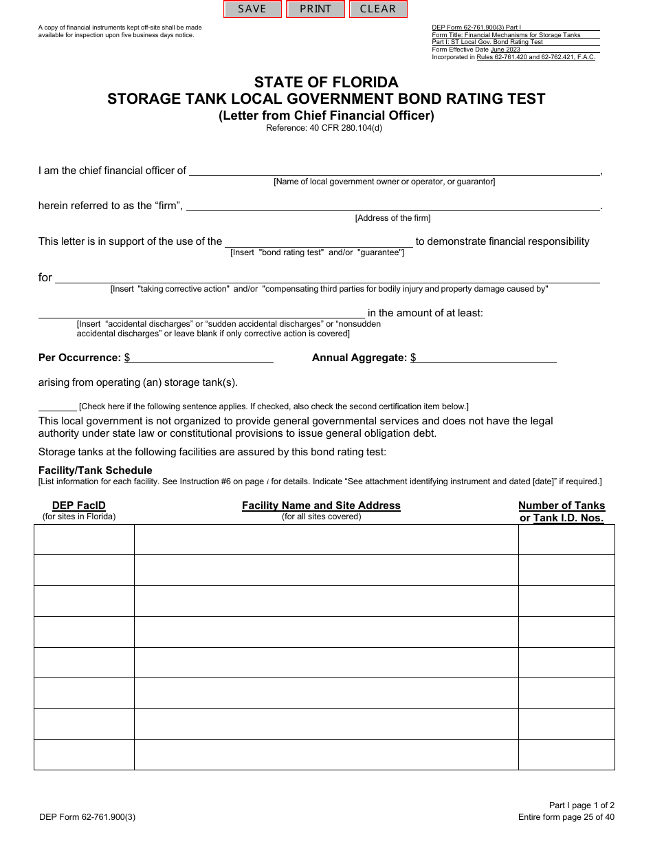 DEP Form 62-761.900(3) Part I - Fill Out, Sign Online and Download ...