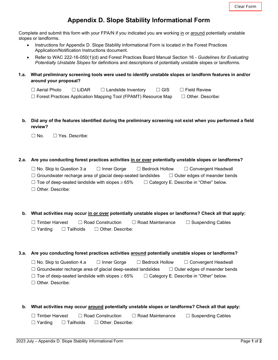 Appendix D Download Fillable PDF or Fill Online Slope Stability ...