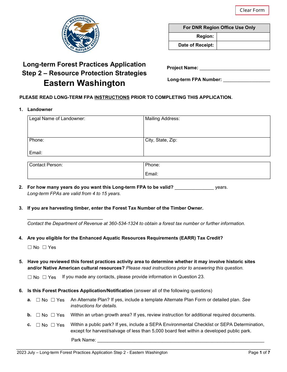 Washington Long-Term Forest Practices Application - Step 2 - Resource ...