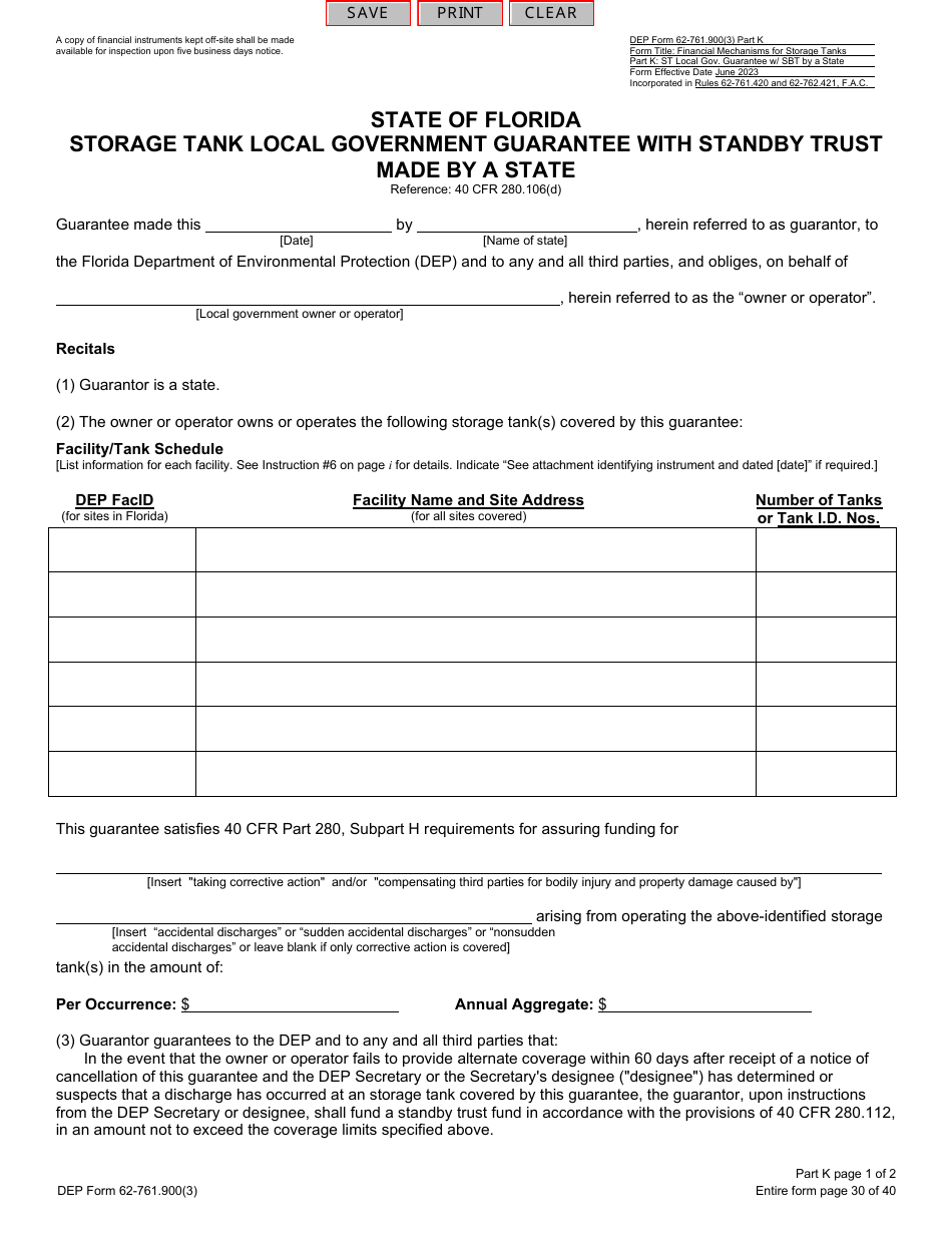 DEP Form 62-761.900(3) Part K - Fill Out, Sign Online and Download ...