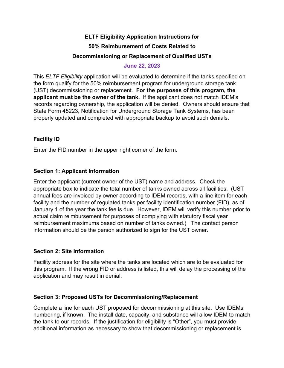 Download Instructions for Eltf Eligibility Application for Ust ...