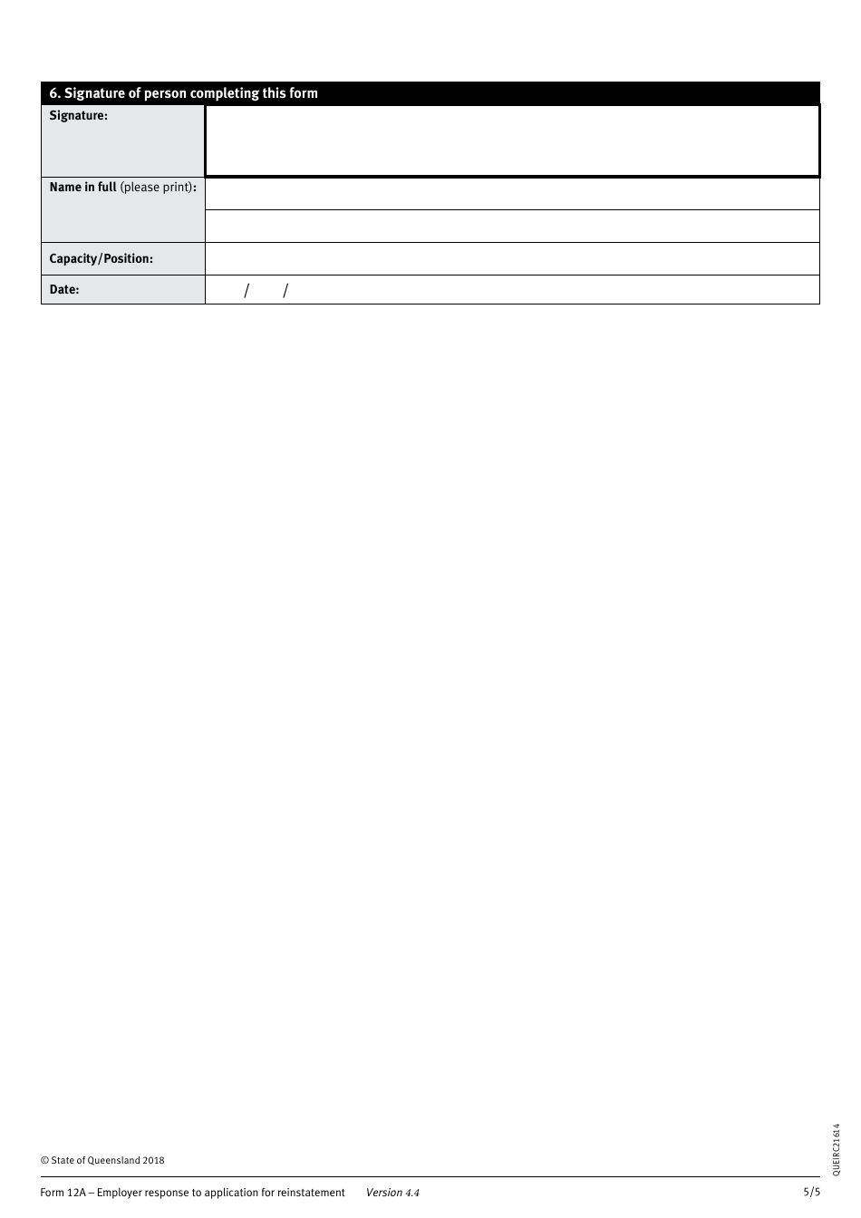 Form 12A - Fill Out, Sign Online and Download Fillable PDF, Queensland Australia | Templateroller