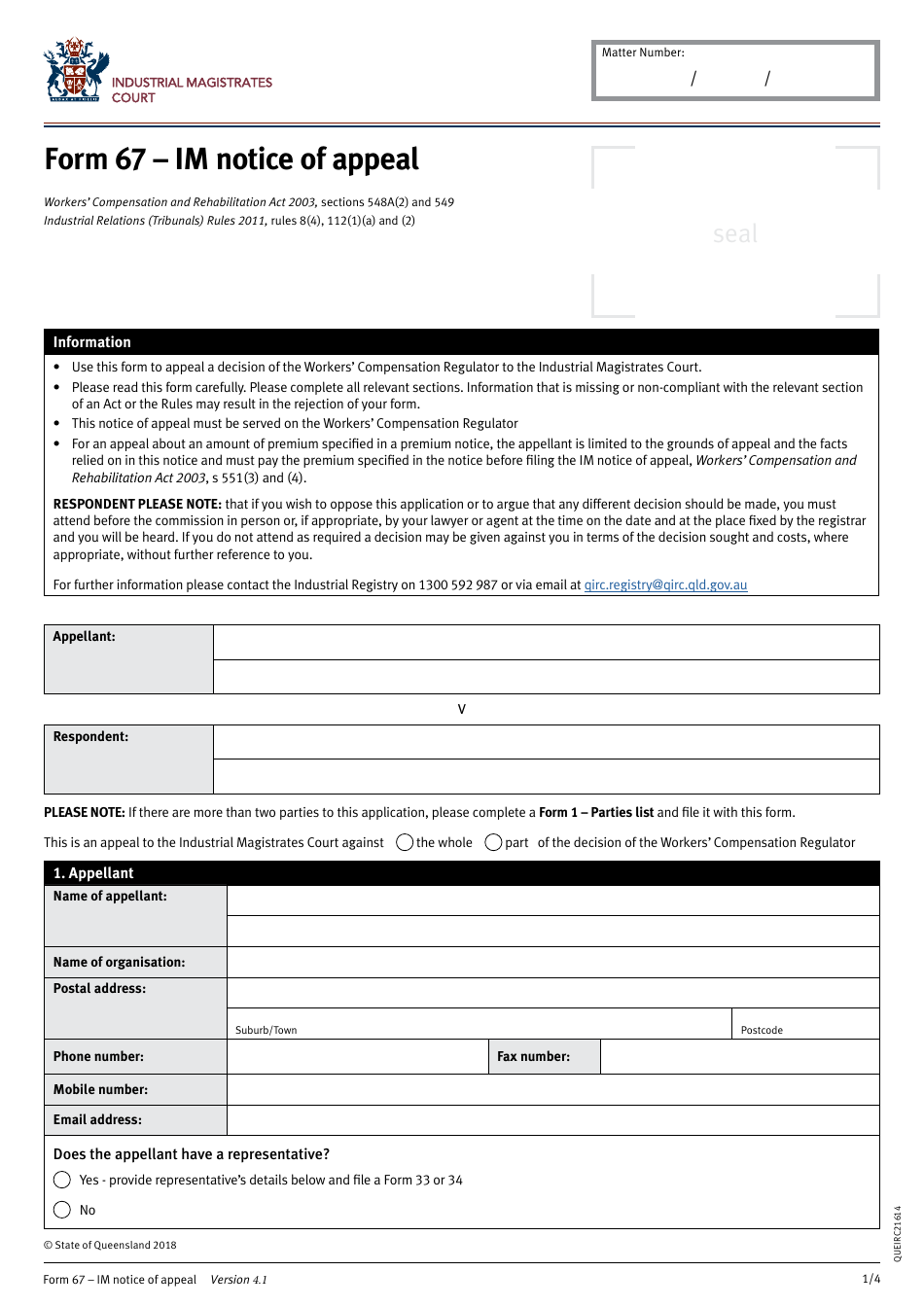 Form 67 - Fill Out, Sign Online and Download Fillable PDF, Queensland ...