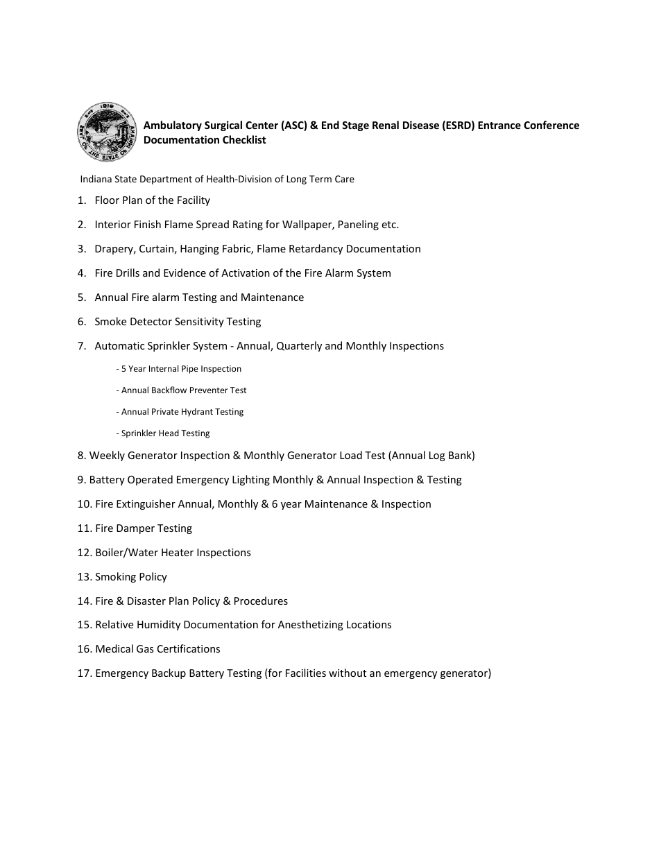 Indiana Ambulatory Surgical Center (Asc) & End Stage Renal Disease ...