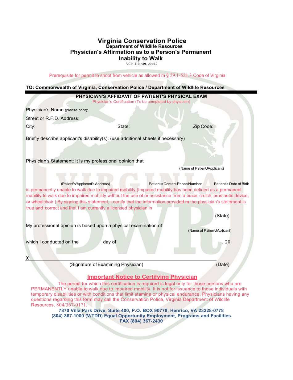 Form VCP-410 - Fill Out, Sign Online and Download Fillable PDF ...