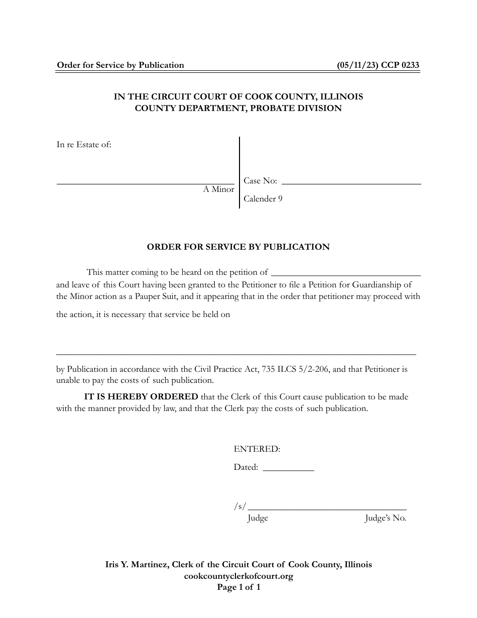 Form CCP0233 - Fill Out, Sign Online and Download Fillable PDF, Cook ...