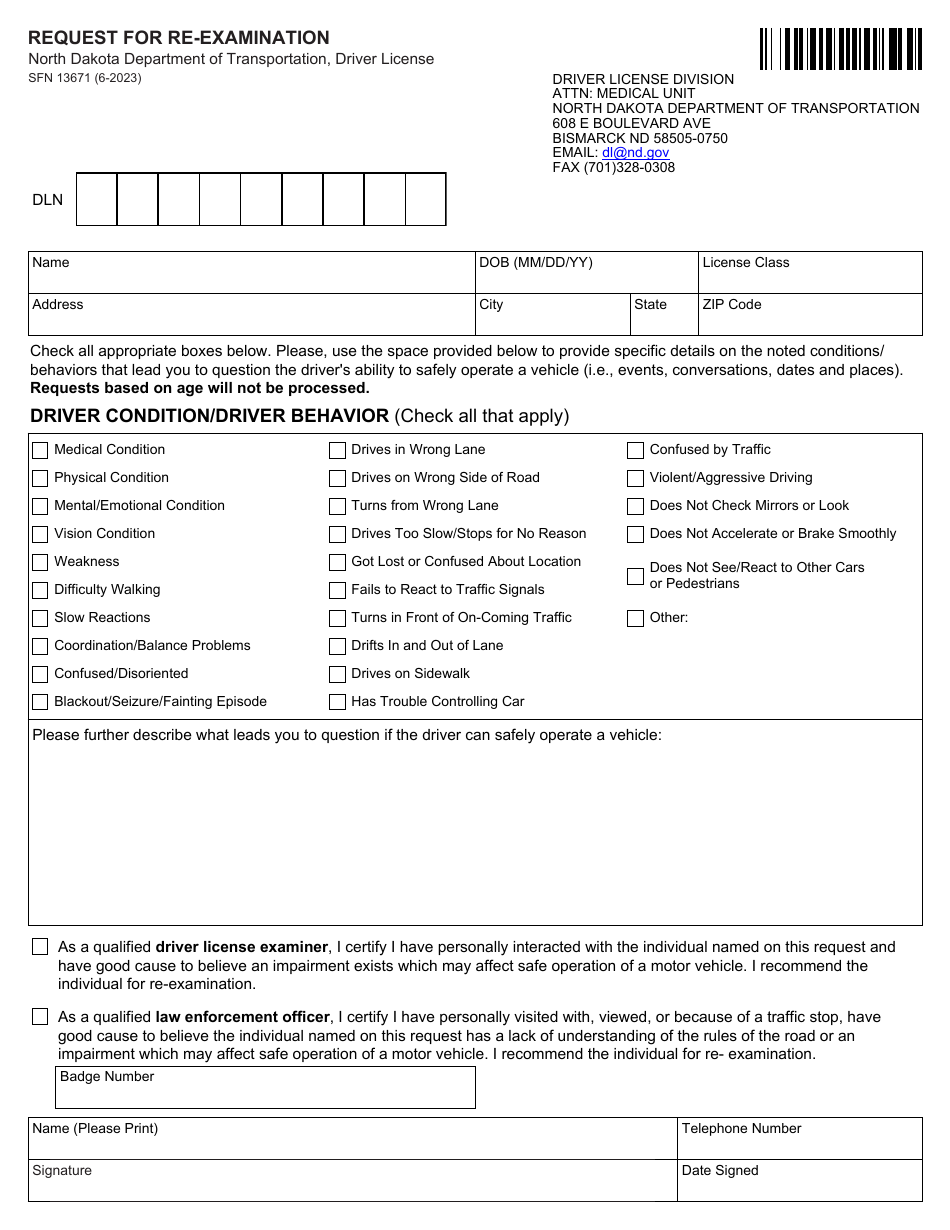 Form SFN13671 Download Fillable PDF or Fill Online Request for Re ...