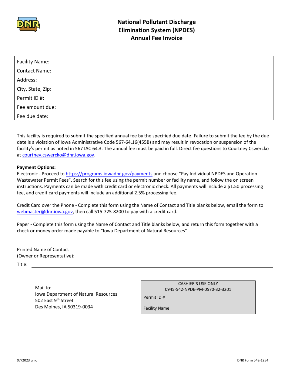 DNR Form 542-1254 - Fill Out, Sign Online and Download Fillable PDF ...