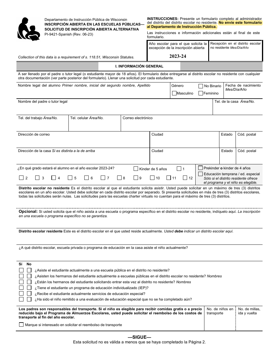 Formulario PI-9421 Download Fillable PDF or Fill Online Inscripcion ...