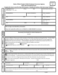 West Virginia Basic Life Enrollment Form Download Printable PDF 2017 ...