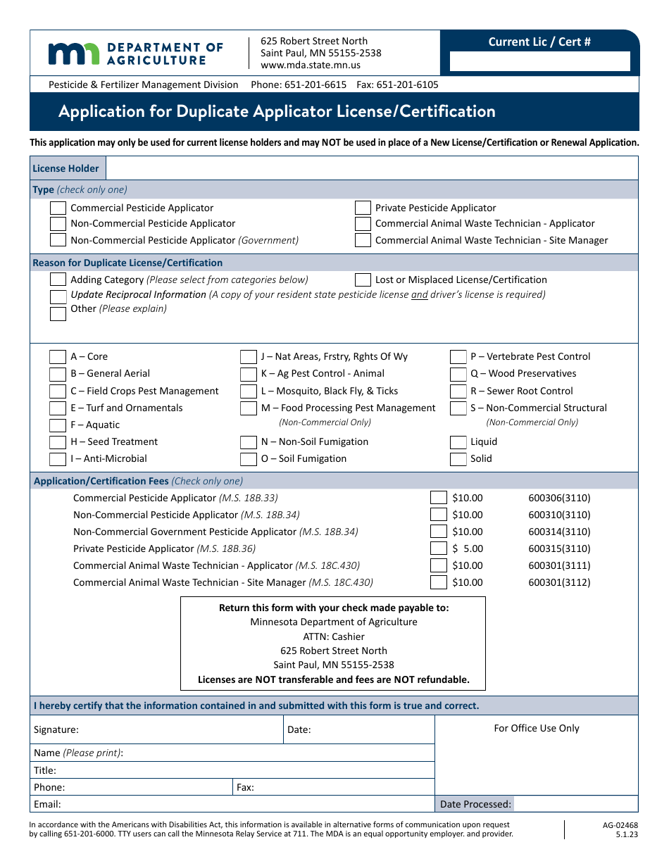 Form AG-02468 Download Fillable PDF or Fill Online Application for ...